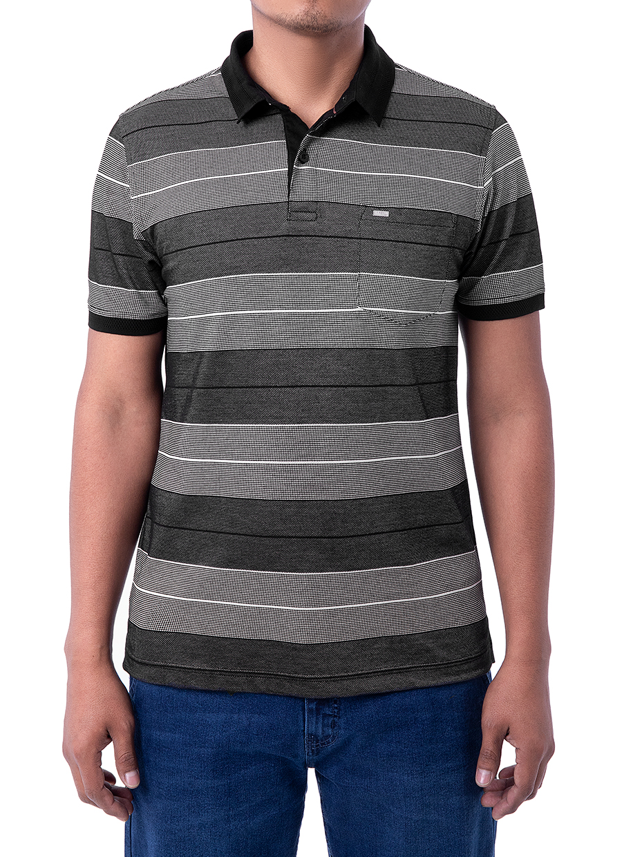 Polo Box Pique Doble M/C Regular Fit Lapkus Negro | Diverxia