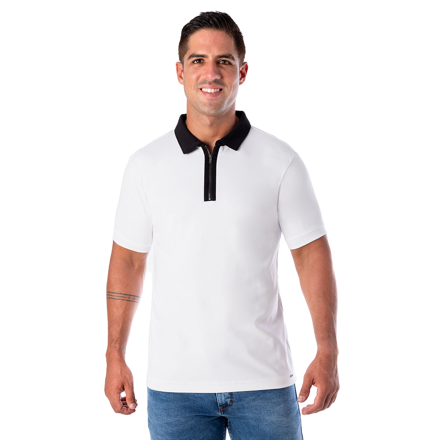 Polo Box Gamuza Full Lycra M/C Slim Fit Boromix-S Blanco | Diverxia