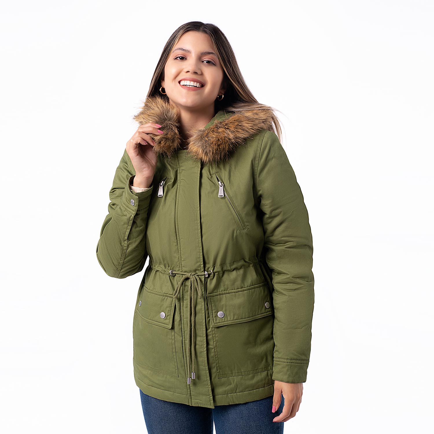 Casaca Parka Twill C/Cap C/F Manelik Verde Militar | Diverxia